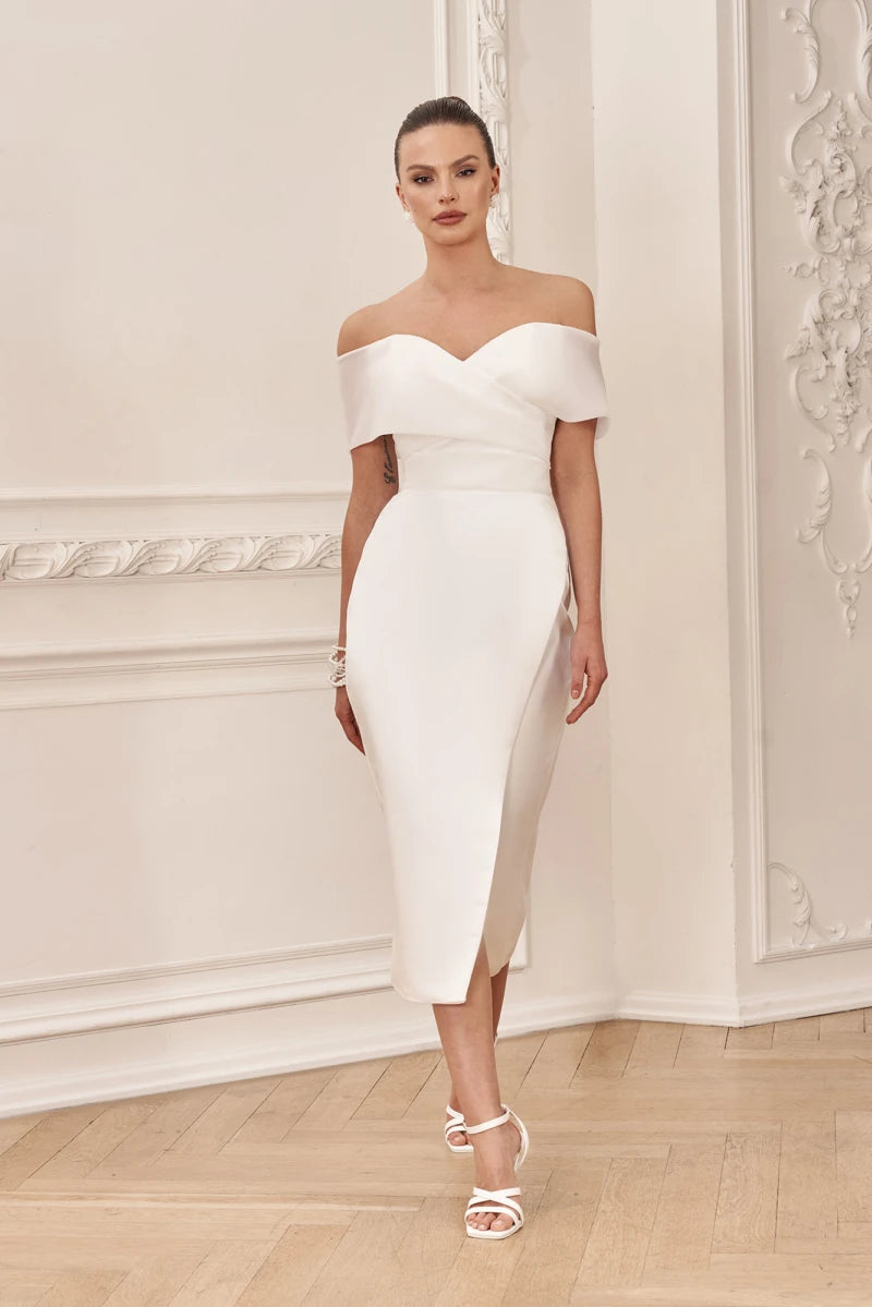 Effortlessly Simple Women Short Wedding Dress - All For Me Today
