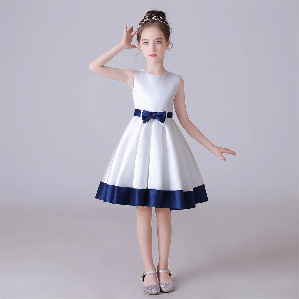 Classic Satin Bow Detail Girl's Evening Dress - All For Me Today